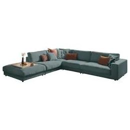 Ecksofa 3C Candy "Enisa II, bequem und komfortabel, gro&szlig;es Familiensofa, L-Form", blau (petrol), B:365cm H:86cm T:322cm, 100% Polyester, Sofas, Ecksofa, incl. 3 Flatterkissen, wahlweise mit Flecken-Schutz-Bezug Easy care