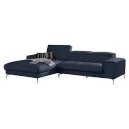 Ecksofa W.Schillig "piedroo, Designsofa mit tollem Sitzkomfort, bequem und elegant, L-Form", blau (blau z59), B:303cm H:70cm T:193cm, Longlife Xtra-Leder Z59: Glattleder mit modischer Pr&auml;gung. Hautst&auml;rke 0, 9 - 1, 1 mm, Sofas, Ecksofa, Kopfteilverstellung, wahlweise mit Sitztiefenverstellung, Breite 303cm