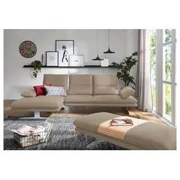 Ecksofa W.Schillig "broadway, Designsofa mit tollem Sitzkomfort, L-Form", braun (stone z59), B:291cm H:94cm T:164cm, Longlife Xtra-Leder Z59: Glattleder mit modischer Pr&auml;gung. Hautst&auml;rke 0, 9 - 1, 1 mm, Sofas, Ecksofa, Sitztiefenverstellung, Kopfteil- & Seitenteilverstellung, Breite 291cm