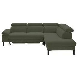 Ecksofa Home Affaire "Arnayon mit Querschl&auml;fer-Bettfunktion, Schlafsofa, gro&szlig;er Bettkasten", gr&uuml;n (oliv), B:272cm H:79cm T:217cm, 95% Polyester, 5% Nylon, Sofas, Ecksofa, manuelle Kopfteilverstellung, Tonnentaschen-Federkern, Feincord L-Form