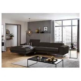Ecksofa W.Schillig "piedroo, Designsofa mit tollem Sitzkomfort, bequem und elegant, L-Form", braun (braun z59), B:343cm H:70cm T:193cm, Longlife Xtra-Leder Z59: Glattleder mit modischer Pr&auml;gung. Hautst&auml;rke 0, 9 - 1, 1 mm, Sofas, Ecksofa, Kopfteilverstellung, wahlweise mit Sitztiefenverstellung, Breite 343cm