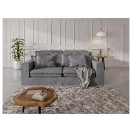 4-Sitzer Home Affaire "ALISSAS mit vielen Kissen, Biesen an den Kissen", grau (dunkelgrau), B:240cm H:94cm T:146cm, 92% Polyester, 8% Nylon, Sofas, Hussenoptik, mit kleinen Taschen an der Seite zum Verstauen