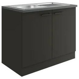Sp&uuml;lenschrank Optifit "Palma", schwarz (anthrazit, anthrazit, anthrazit), B:100cm H:84,8cm T:60cm, Schr&auml;nke, Sp&uuml;lenschrank, Breite 100 cm, inklusive Einbausp&uuml;le