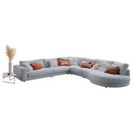 Ecksofa 3C Candy "Enisa II, bequem und komfortabel, Mega Familiensofa, L-Form", blau (light, blau), B:225cm H:86cm T:395cm, 85% Polyester, 15% Viskose, Sofas, Ecksofa, incl. 3 Flatterkissen, wahlweise mit Flecken-Schutz-Bezug Easy care