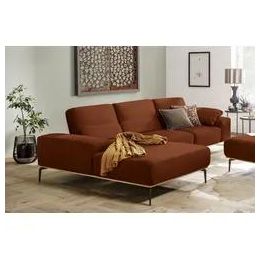 Ecksofa W.Schillig "run, Designsofa mit tollem Sitzkomfort, bequem, L-Form", orange (terracotta w82), B:319cm H:88cm T:178cm, Longlife Xtra-Leder Z73: Naturwalkleder der Luxusklasse aus den erlesensten Rohh&auml;uten. Hautst&auml;rke 1, 1 &ndash; 1, 3 mm;ROHLEDER Jacquard-Flachgewebe Q2 W60 (63% Polyester, 37% Polyacryl);ROHLEDER Chenille-Flachgewebe Q2 W77 (68% Polyacryl, 32% Polyester);Stoff S37 (100% Polyester