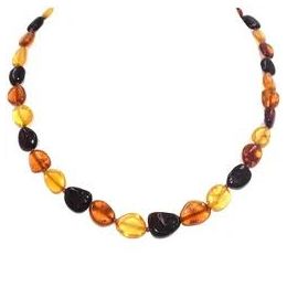 Collier Firetti "Schmuck Geschenk Halsschmuck Halskette Farbstein Edelstein Bernstein", gold (gelbgoldfarben, mehrfarbig), Halsketten, Damen, Bernstein Messing Nylon, L: 45, Bernstein, Messing, Nylon, Collier, Made in Germany - mit Bernstein