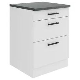 Unterschrank Optifit "Palma", wei&szlig; (wei&szlig;, wei&szlig;, anthrazit), B:60cm H:84,8cm T:60cm, Schr&auml;nke, Unterschrank, Breite 60 cm, mit 3 Schubk&auml;sten