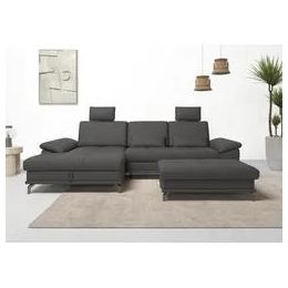 Ecksofa OTTO HOME "Costello L-Form, B: 301 cm mit Sitztiefen-, Armteilverstellung &", braun (mokka), B:301cm H:89cm T:176cm, Luxus-Microfaser (90% Polyester, 10% Polyamid);Samtoptik (100% Polyester), Sofas, Ecksofa, 3 Nierenkissen, optional Bettfunktion & Bettkasten