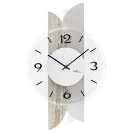 Wanduhr AMS "W9668", silber (silberfarben), Wanduhren, B/H/L: 27cm x 6cm x 45cm, Wanduhr, Made in Germany,Holz,Wohnzimmer,Esszimmer,K&uuml;che,Arbeitszimmer,Flur