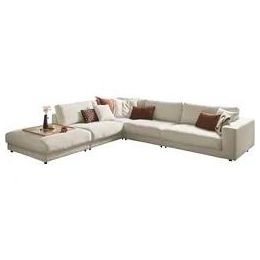 Ecksofa 3C Candy "Enisa II, bequem und komfortabel, gro&szlig;es Familiensofa, L-Form", beige (nature), B:365cm H:86cm T:322cm, 85% Polyester, 15% Viskose, Sofas, Ecksofa, incl. 3 Flatterkissen, wahlweise mit Flecken-Schutz-Bezug Easy care