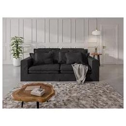 4-Sitzer Home Affaire "ALISSAS mit vielen Kissen, Biesen an den Kissen", schwarz, B:240cm H:94cm T:146cm, 92% Polyester, 8% Nylon, Sofas, Hussenoptik, mit kleinen Taschen an der Seite zum Verstauen