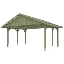 Skan Holz Doppelcarport SKANHOLZ "Wallgau", gr&uuml;n, B/H/T: 620cm x 215cm x 500cm, Carports, mit Dachlattung