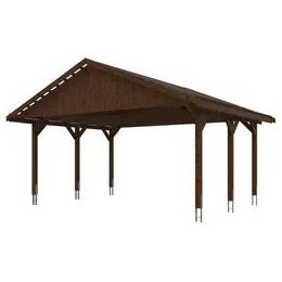 Skan Holz Doppelcarport SKANHOLZ "Wallgau", braun (nussbaum), B/H/T: 620cm x 215cm x 500cm, Carports, mit Dachlattung