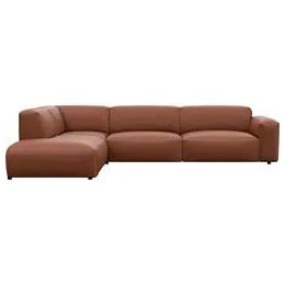 Ecksofa FLEXLUX "Lucera, super bequem durch hochwertigen Sitzaufbau mit Kaltschaum", braun (old chestnut braun), B:321cm H:73cm T:231cm, 100% Echteder, Sofas, Ecksofa, modern & anschmiegsam, L-Form, Designsofa