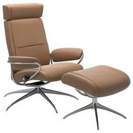 stressless "Paris" Set, Relaxsessel mit Hocker, mit Hocker, Low Back mit Kopfst&uuml;tze, mit Star Base, Gestell Chrom