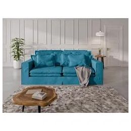 4-Sitzer Home Affaire "ALISSAS mit vielen Kissen, Biesen an den Kissen", blau (t&uuml;rkis), B:240cm H:94cm T:146cm, 92% Polyester, 8% Nylon, Sofas, Hussenoptik, mit kleinen Taschen an der Seite zum Verstauen