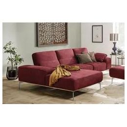 Ecksofa W.Schillig "run, Designsofa, bequem, L-Form", rot (ruby rot z73), B:299cm H:88cm T:178cm, Longlife Xtra-Leder Z73: Naturwalkleder der Luxusklasse aus den erlesensten Rohh&auml;uten. Hautst&auml;rke 1, 1 &ndash; 1, 3 mm;ROHLEDER Jacquard-Flachgewebe Q2 W60 (63% Polyester, 37% Polyacryl);ROHLEDER Chenille-Flachgewebe Q2 W77 (68% Polyacryl, 32% Polyester);Stoff S37 (100% Polyester), Sofas, Ecksofa, mit elega
