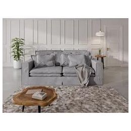4-Sitzer Home Affaire "ALISSAS mit vielen Kissen, Biesen an den Kissen", grau (hellgrau), B:240cm H:94cm T:146cm, 92% Polyester, 8% Nylon, Sofas, Hussenoptik, mit kleinen Taschen an der Seite zum Verstauen