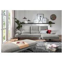 Ecksofa W.Schillig "broadway, Designsofa mit tollem Sitzkomfort", grau (steel s22), B:291cm H:94cm T:164cm, Flachgewebe S22 (100% Polyester), Sofas, Ecksofa, Sitztiefenverstellung, Kopfteil- & Seitenteilverstellung, Breite 291cm