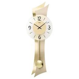 Pendelwanduhr AMS "W7427", grau (messingfarben), Wanduhren, B/H/L: 23cm x 8cm x 70cm, Quarzuhr, Holz-/Messinggeh&auml;use,Esszimmer,Wohnzimmer,Made in Germany