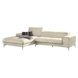 Ecksofa W.Schillig "piedroo, Designsofa mit tollem Sitzkomfort, bequem und elegant, L-Form", grau (eisgrau z59), B:303cm H:70cm T:193cm, Longlife Xtra-Leder Z59: Glattleder mit modischer Pr&auml;gung. Hautst&auml;rke 0, 9 - 1, 1 mm, Sofas, Ecksofa, Kopfteilverstellung, wahlweise mit Sitztiefenverstellung, Breite 303cm