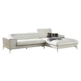 Ecksofa W.Schillig "piedroo, Designsofa mit tollem Sitzkomfort, bequem und elegant, L-Form", wei&szlig; (wei&szlig; z59), B:303cm H:70cm T:193cm, Longlife Xtra-Leder Z59: Glattleder mit modischer Pr&auml;gung. Hautst&auml;rke 0, 9 - 1, 1 mm, Sofas, Ecksofa, Kopfteilverstellung, wahlweise mit Sitztiefenverstellung, Breite 303cm