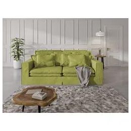 4-Sitzer Home Affaire "ALISSAS mit vielen Kissen, Biesen an den Kissen", gr&uuml;n, B:240cm H:94cm T:146cm, 92% Polyester, 8% Nylon, Sofas, Hussenoptik, mit kleinen Taschen an der Seite zum Verstauen