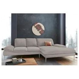 Ecksofa W.Schillig "enjoy&MORE, Designsofa, elegant und bequem, L-Form", grau (stone r66), B:310cm H:87cm T:185cm, Chenille-Flachgewebe R66 (85% Polyester, 15% Nylon);Longlife Xtra-Leder Z59: Glattleder mit modischer Pr&auml;gung. Hautst&auml;rke 0, 9 - 1, 1 mm;Stoff S37 (100% Polyester), Sofas, Ecksofa, mit Sitztiefenverstellung, F&uuml;&szlig;e silber matt, Breite 310 cm