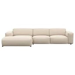 Ecksofa FLEXLUX "Lucera bequem und komfortabel durch hochwertigen Sitzaufbau, L-Form", wei&szlig; (warm wei&szlig;), B:319cm H:73cm T:171cm, 100% Echteder, Sofas, Ecksofa, modern & anschmiegsam, Kaltschaum, Stahl-Wellenunterfederung