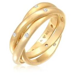 Fingerring Elli Premium "Wickelring Trio Basic Topas 925 Silber" Gr. 54, gold, Fingerringe, Damen, 54mm,mit Steinen, Silber 925 (Sterlingsilber), 3mm, Fingerring