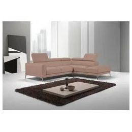 Ecksofa Egoitaliano "Claudie, Designsofa mit extrakomfortablem Sitzkomfort, L-Form", rosa (millenium rose), B:268cm H:97cm T:226cm, Luxus-Microfaser (100% Polyester) Leder &raquo;BULL&laquo; (echtes Rindsleder). Geschliffenes, pigmentiertes und behandeltes Rindsleder mit einer Dicke von 1, 3-1, 5 mm. Dieses Leder zeigt eine ziemlich weiche Hand mit einem halb undurchsichtigen Aussehen. Es handelt sich um ein 