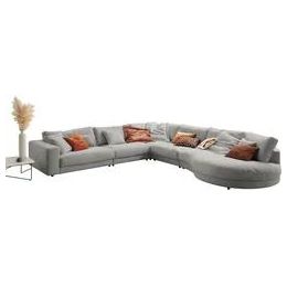 Ecksofa 3C Candy "Enisa II, bequem und komfortabel, Mega Familiensofa, L-Form", silber, B:225cm H:86cm T:395cm, 100% Polyester, Sofas, Ecksofa, incl. 3 Flatterkissen, wahlweise mit Flecken-Schutz-Bezug Easy care