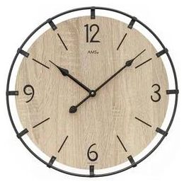 Wanduhr AMS "W9616SO", braun (sonomafarben), Wanduhren, Damen, &Oslash; 40cm, Wanduhr, Exklusiv,Quarzuhr,Holz,Wohnzimmer,Esszimmer,Made in Germany