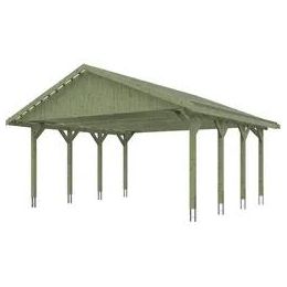 Skan Holz Doppelcarport SKANHOLZ "Wallgau", gr&uuml;n, B/H/T: 620cm x 215cm x 600cm, Carports, mit Dachlattung