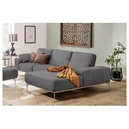 Ecksofa W.Schillig "run, Designsofa mit tollem Sitzkomfort, bequem, L-Form", grau (grau w82), B:319cm H:88cm T:178cm, Longlife Xtra-Leder Z73: Naturwalkleder der Luxusklasse aus den erlesensten Rohh&auml;uten. Hautst&auml;rke 1, 1 &ndash; 1, 3 mm;ROHLEDER Jacquard-Flachgewebe Q2 W60 (63% Polyester, 37% Polyacryl);ROHLEDER Chenille-Flachgewebe Q2 W77 (68% Polyacryl, 32% Polyester);Stoff S37 (100% Polyester), Sofas