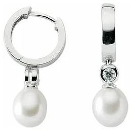 Adelia&acute;s Paar Ohrh&auml;nger ADELIA ́S "1 Paar 925 Silber Ohrringe / Creolen mit Zirkonia &Oslash; 14,5 mm", silber, Ohrringe, Damen, Damen, Silber 925 (Sterlingsilber), 925 Sterling Silber mit Zirkonia Silberschmuck f&uuml;r Damen