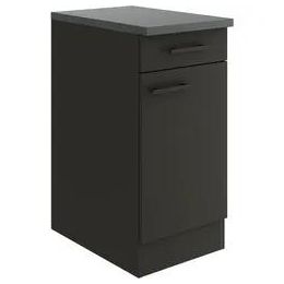 Unterschrank Optifit "Palma", schwarz (anthrazit, anthrazit, anthrazit), B:40cm H:84,8cm T:60cm, Holzwerkstoff, Schr&auml;nke, Unterschrank, Breite 40 cm, mit 1 T&uuml;r und 1 Schubkasten