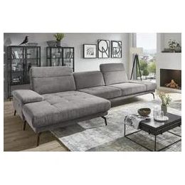 Ecksofa DIE PLANBAR "MP-IN20126 L-Form mit Federkern-Polsterung", grau, B:328cm H:82cm T:190cm, 100% Polyester, Sofas, Ecksofa, mit Kopfteilverstellung, optional Sitztiefen- & Armteilverstellung