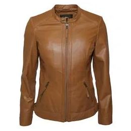 Lederjacke JCC "31024018", Damen, Gr. XS, braun (cognac), Obermaterial 100% Lammleder; Futter 65% Polyester; 35% Baumwolle; &Auml;rmelfutter: 100% Polyester, Jacken