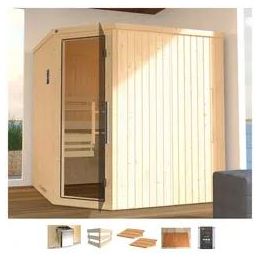 Sauna Weka "Varberg 3", beige (natur), Bio-Ofen, externe Steuerung, 7,5 kW, Saunen, 7,5 kW Bio-Ofen mit ext. Steuerung