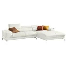 Ecksofa W.Schillig "Piedroo, Designsofa mit tollem Sitzkomfort, elegant und bequem, L-Form", wei&szlig; (wei&szlig; z59), B:303cm H:70cm T:193cm, Longlife Xtra-Leder Z59: Glattleder mit modischer Pr&auml;gung. Hautst&auml;rke 0, 9 - 1, 1 mm, Sofas, Ecksofa, Kopfteilverstellung, wahlweise mit Sitztiefenverstellung, Breite 303cm