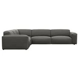Ecksofa FLEXLUX "Lucera, super bequem durch hochwertigen Sitzaufbau mit Kaltschaum", grau (warm mineral grau), B:319cm H:73cm T:285cm, 100% Echteder, Sofas, Ecksofa, modern & anschmiegsam, L-Form, Designsofa