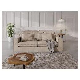 4-Sitzer Home Affaire "ALISSAS mit vielen Kissen, Biesen an den Kissen", beige, B:240cm H:94cm T:146cm, 92% Polyester, 8% Nylon, Sofas, Hussenoptik, mit kleinen Taschen an der Seite zum Verstauen