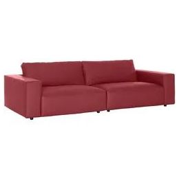 Big-Sofa Musterring "LUCIA", rot (karminrot bax), B:292cm H:81cm T:124cm, Flachgewebe FLORIS (100% Polyester);Flachgewebe VALMONT (60% Baumwolle/ 40% Leinen);Microfaser CRONA (100% Polyester), Sofas, Big-Sofa, in vielen Qualit&auml;ten und 4 unterschiedlichen N&auml;hten, 3-Sitzer