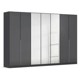 Dreht&uuml;renschrank OTTO HOME "Kleiderschrank Kleiderschr&auml;nke Schrank Garderobe AGORDO mit Glasfront", grau (graumetallic, glas basalt), B:315cm H:210cm T:54cm, Holzwerkstoff, Schr&auml;nke, Dreht&uuml;renschrank, durchdachte Innenausstattung, in 7 Breiten und 2 H&ouml;hen MADE IN GERMANY
