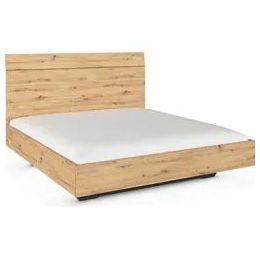 Futonbett OTTO HOME "Bett Doppelbett Holzbett AGORDO", braun (eiche artisan), B:185cm H:121cm L:209cm, Betten, Futonbett, mit hohem Kopfteil und schwebender Optik MADE IN GERMANY