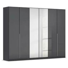 Dreht&uuml;renschrank OTTO HOME "Kleiderschrank Kleiderschr&auml;nke Schrank Garderobe AGORDO mit Glasfront", grau (graumetallic, glas basalt), B:271cm H:210cm T:54cm, Holzwerkstoff, Schr&auml;nke, Dreht&uuml;renschrank, durchdachte Innenausstattung, in 7 Breiten und 2 H&ouml;hen MADE IN GERMANY