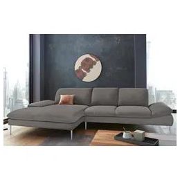 Ecksofa W.Schillig "enjoy&MORE, Designsofa, bequem, zeitlos und elegant, L-Form", grau (grau r66), B:340cm H:87cm T:185cm, Chenille-Flachgewebe R66 (85% Polyester, 15% Nylon);Longlife Xtra-Leder Z59: Glattleder mit modischer Pr&auml;gung. Hautst&auml;rke 0, 9 - 1, 1 mm;Stoff S37 (100% Polyester), Sofas, Ecksofa, mit Sitztiefenverstellung, F&uuml;&szlig;e silber matt, Breite 340 cm