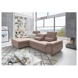 Ecksofa DIE PLANBAR "MP-IN16037 L-Form mit Federkern-Polsterung", lila (flieder), B:289cm H:85cm T:195cm, 100% Polyester, Sofas, Ecksofa, mit Sitztiefenverstellung & Zierkissen