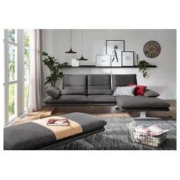 Ecksofa W.Schillig "broadway, Designsofa mit tollem Sitzkomfort, L-Form", grau (anthrazit s22), B:291cm H:94cm T:164cm, Flachgewebe S22 (100% Polyester), Sofas, Ecksofa, Sitztiefenverstellung, Kopfteil- & Seitenteilverstellung, Breite 291cm